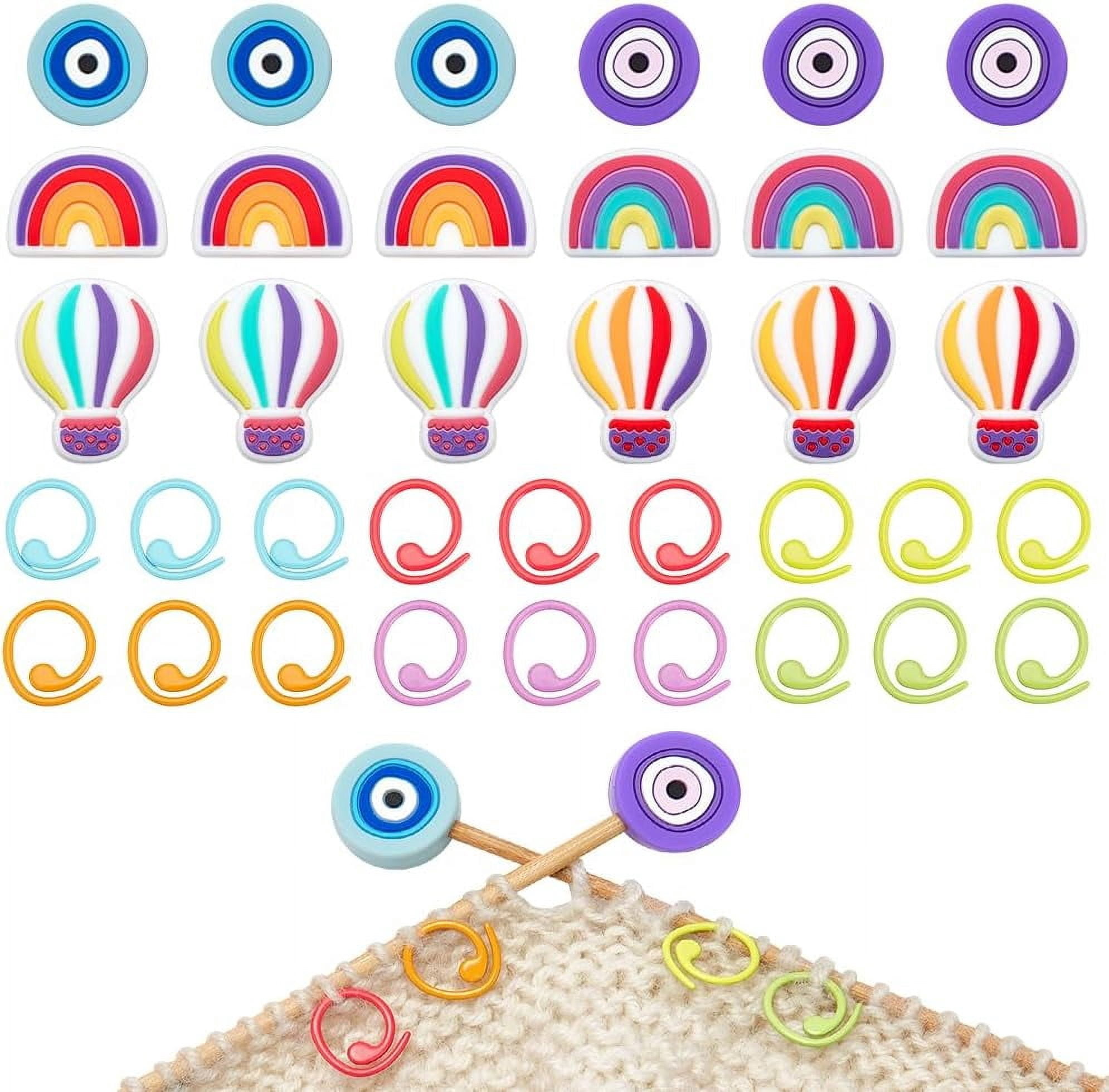 12 Pcs Knitting Needle Stoppers 30 Pcs Knitting Stitch Marker Rings Hot ...
