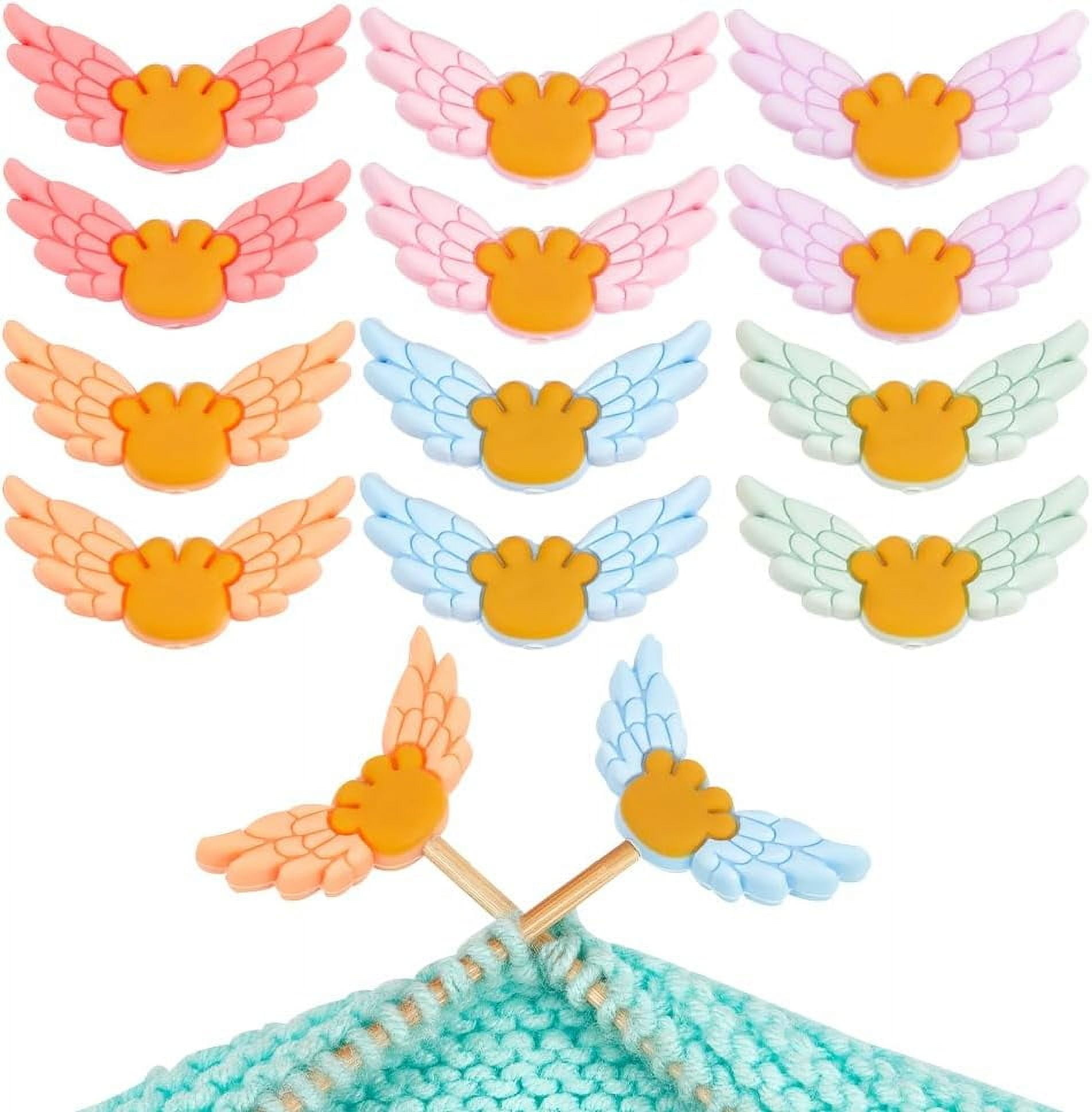 12 Pcs Knitting Needle Stoppers 6 Colors Wing Needle Point Protector ...