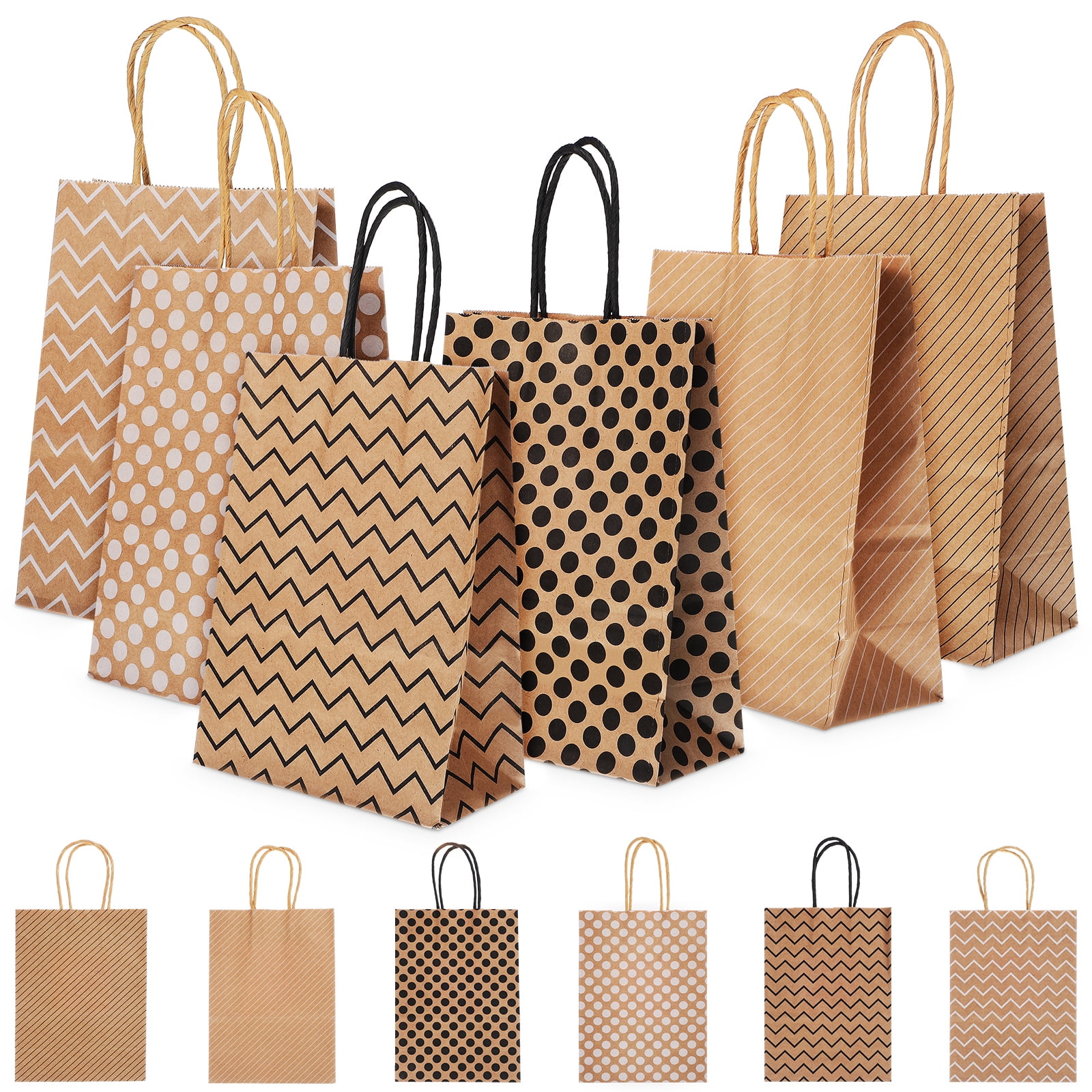 12 Pcs Kraft Paper Bags Gift Bags With Handles Brown Paper Bags Gift ...