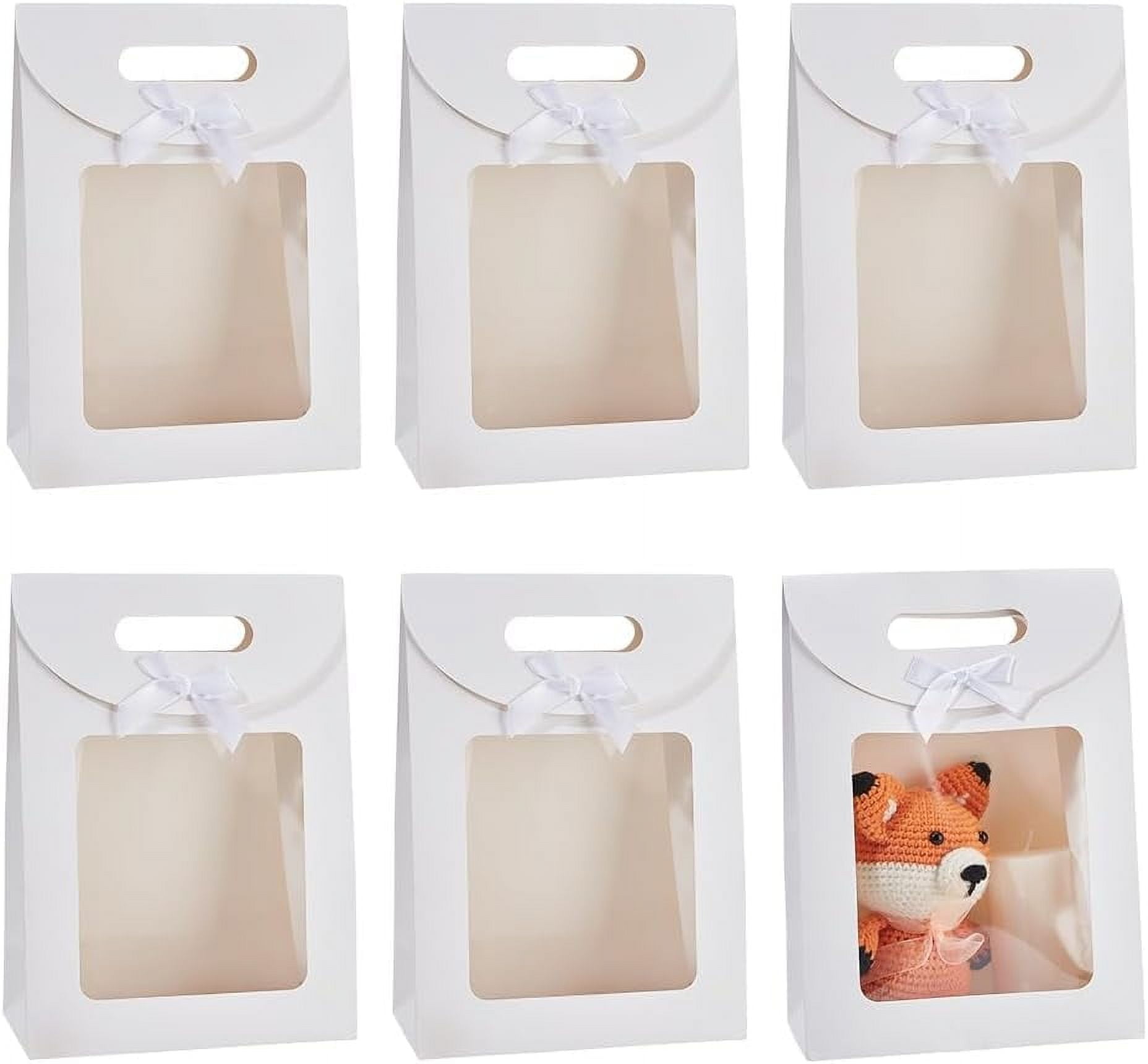 12 Pcs Kraft Paper Bags with Window 7.48x3.54x10.43 Inch Stand Up Gift ...