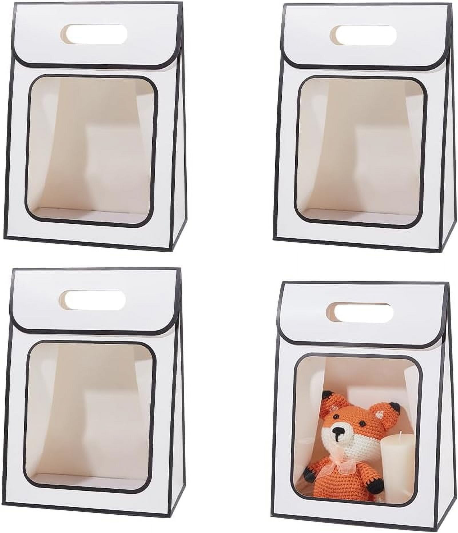 12 Pcs Kraft Paper Bags with Window Stand Up Paper Bag 8.5x5x11.8 Inch ...