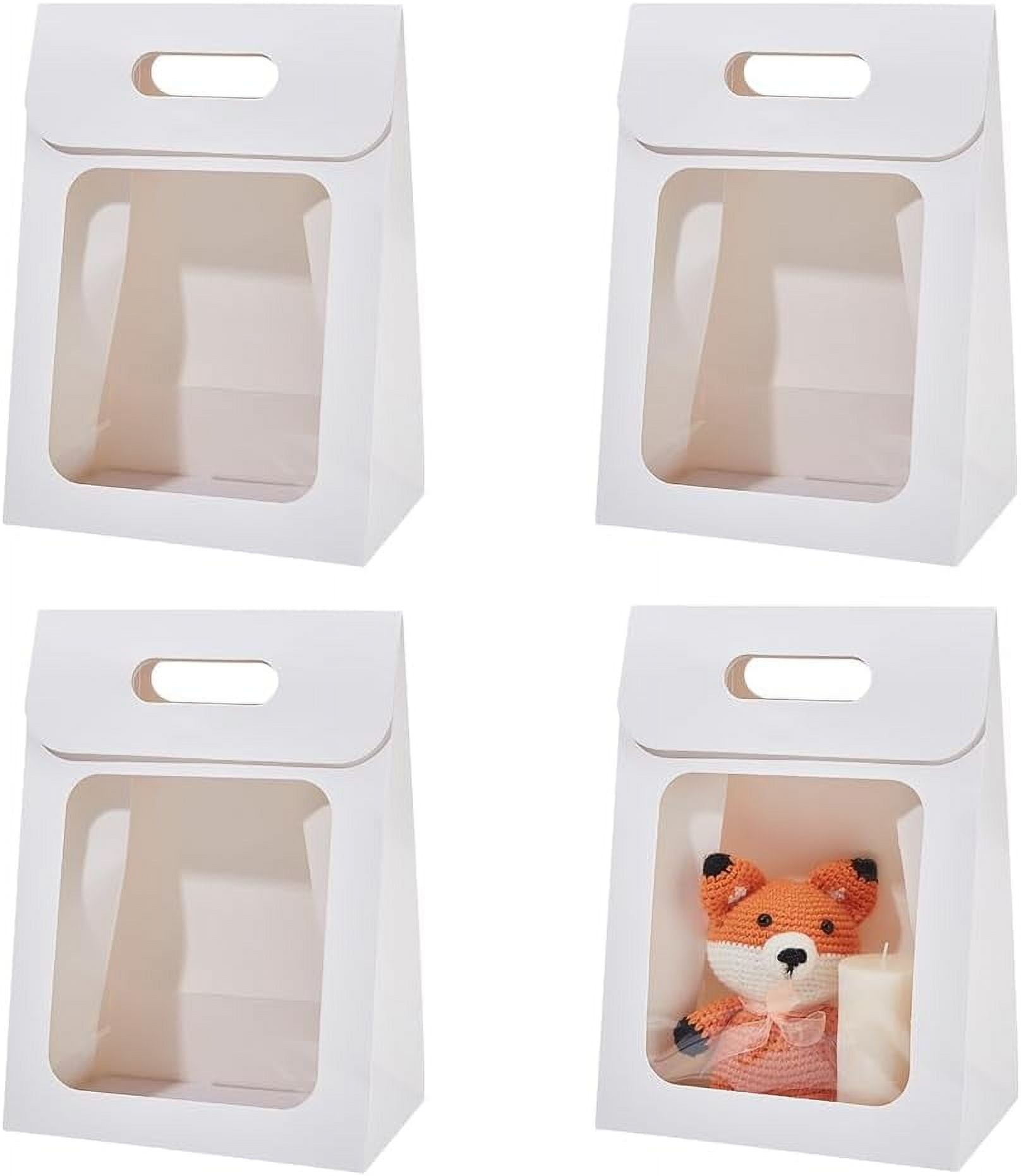 12 Pcs Kraft Paper Bags with Window Stand Up Paper Bag 8.5x5x11.8 Inch ...