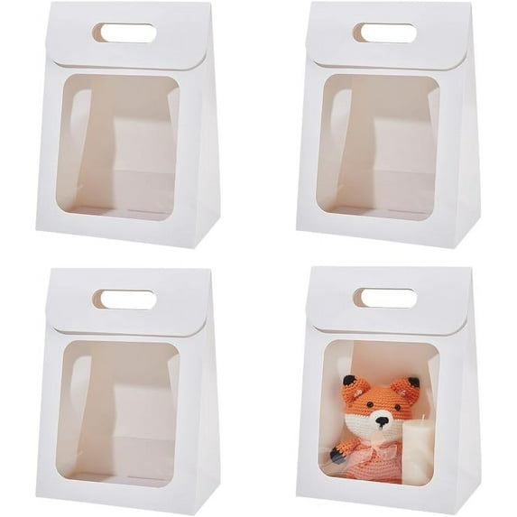 12 Pcs Kraft Paper Bags with Window Stand Up Paper Bag 8.5x5x11.8 Inch ...