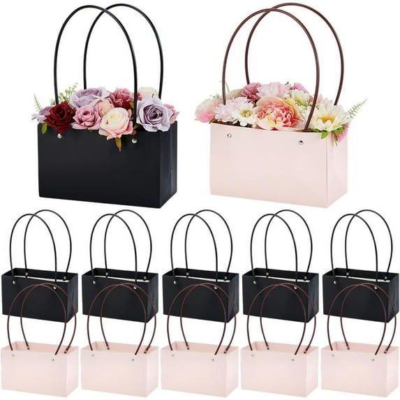 12 Pcs Kraft Paper Flower Gift Bags 8.6x5.1x4.1 Inch Small Paper ...