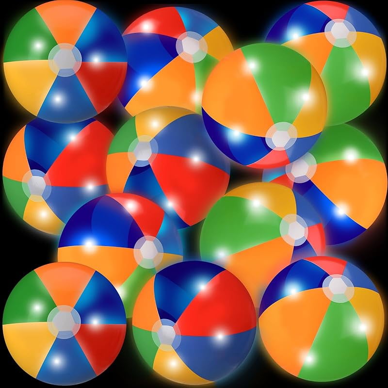 12 Pcs LED Beach Balls 16'' Colorful Jumbo Pool Balls Glow in the Dark ...