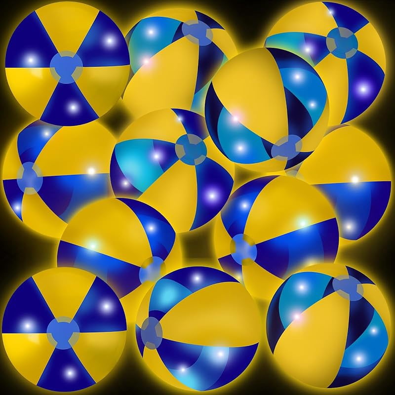 12 Pcs LED Beach Balls 16'' Colorful Jumbo Pool Balls Glow in the Dark ...