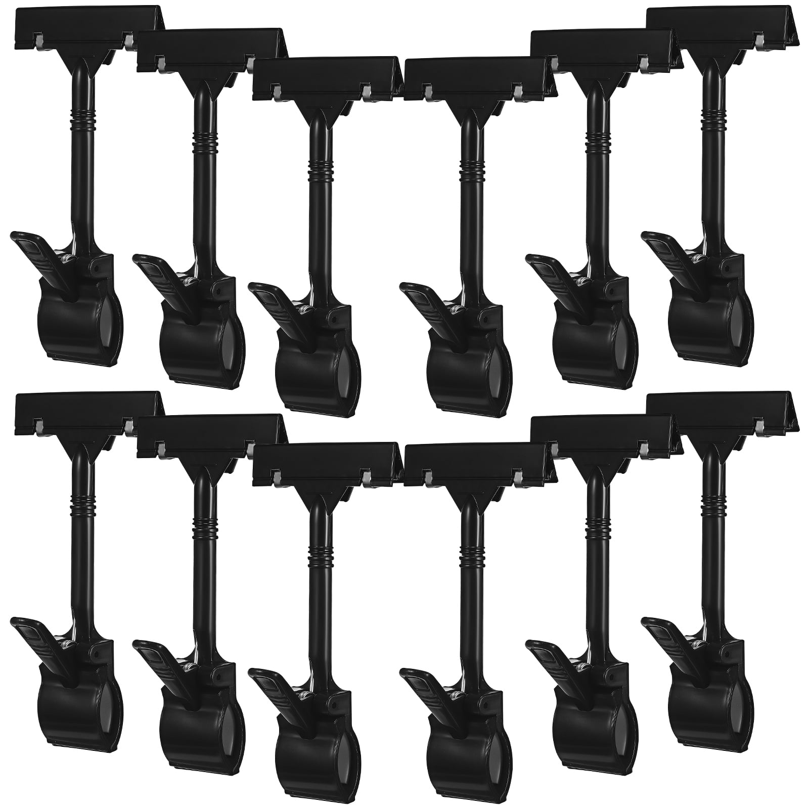 FENGGUIQU 12Pcs Adjustable Plastic Label Clips Black Sign Holders for ...
