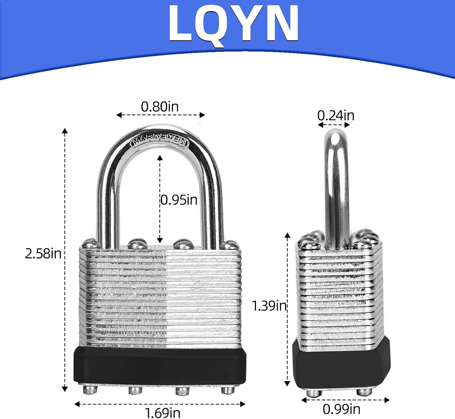 12 Pcs Laminated Keyed Padlocks, 40mm Wide Body, Keyed Alike Locks for ...