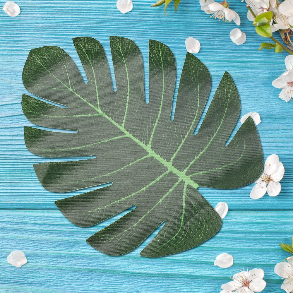 12 Pcs Large Artificial Leaves Green Palm Tree Leaf Home Party Wedding ...