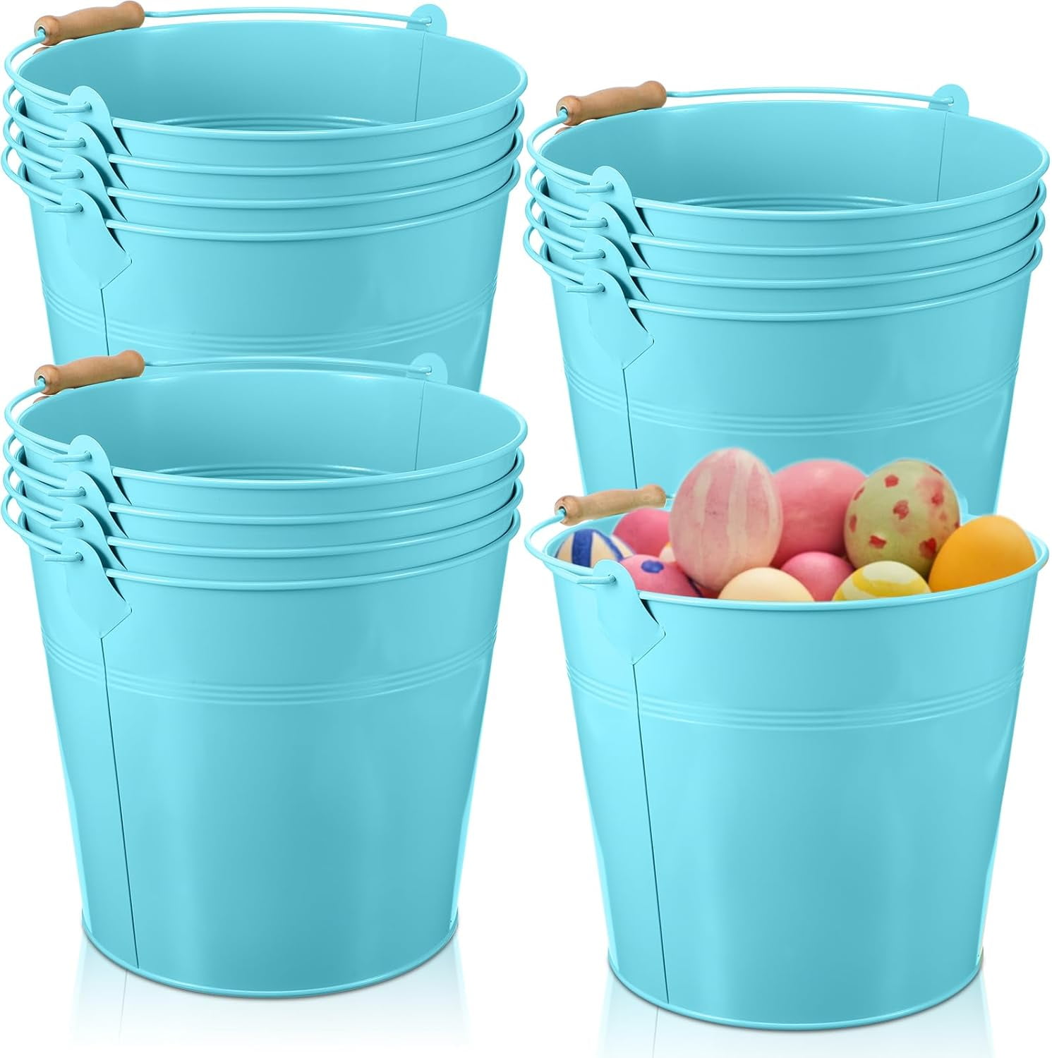 12 Pcs Large Galvanized Metal Buckets with Handle 10 Inch Heavy Duty ...