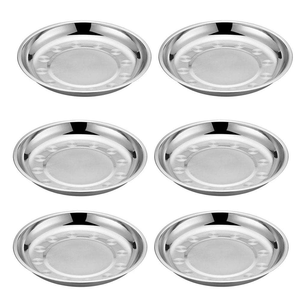 12 Pcs Large Round Trays Stainless Steel Dishes Round Dishes Plates ...
