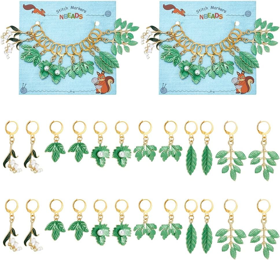 12 Pcs Leaf Flower Stitch Markers Enamel Crochet Stitch Marker ...
