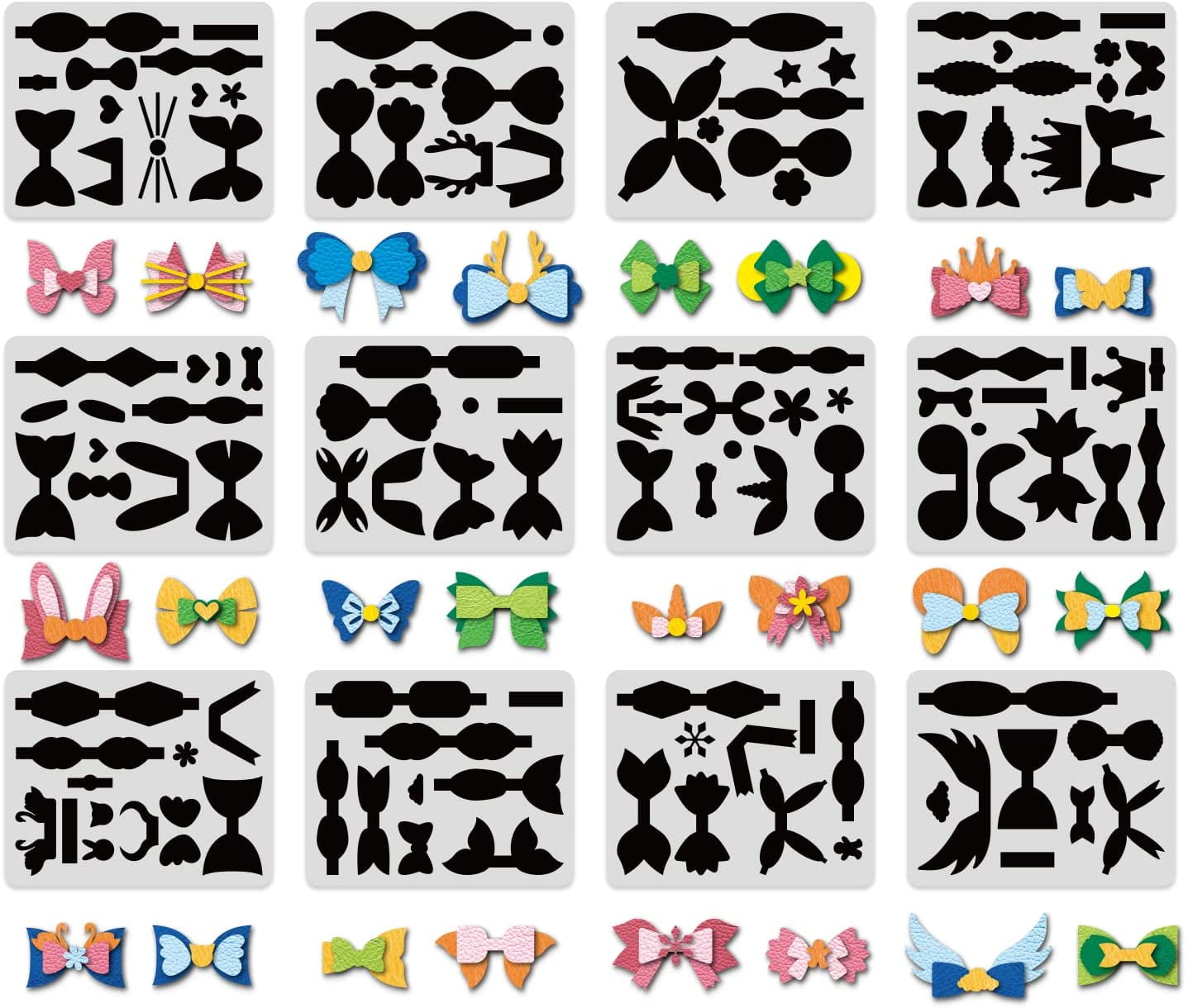 12 Pcs Leather Tie Template Sets Plastic Bows Bowknot Making Template ...