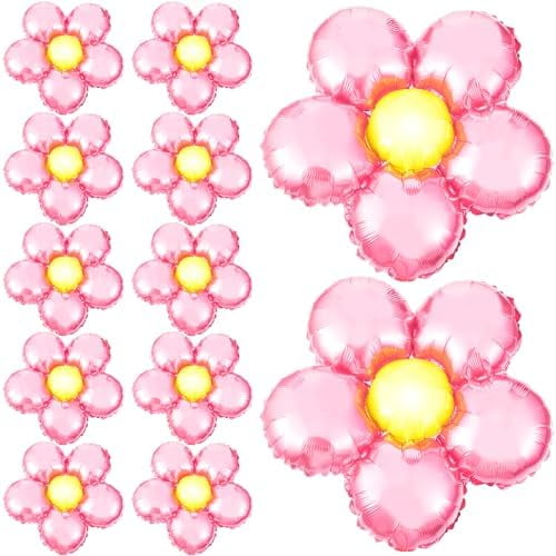 12 Pcs Light Pink Flower Balloon Huge Aluminum Foil Pastel Pink Flower ...