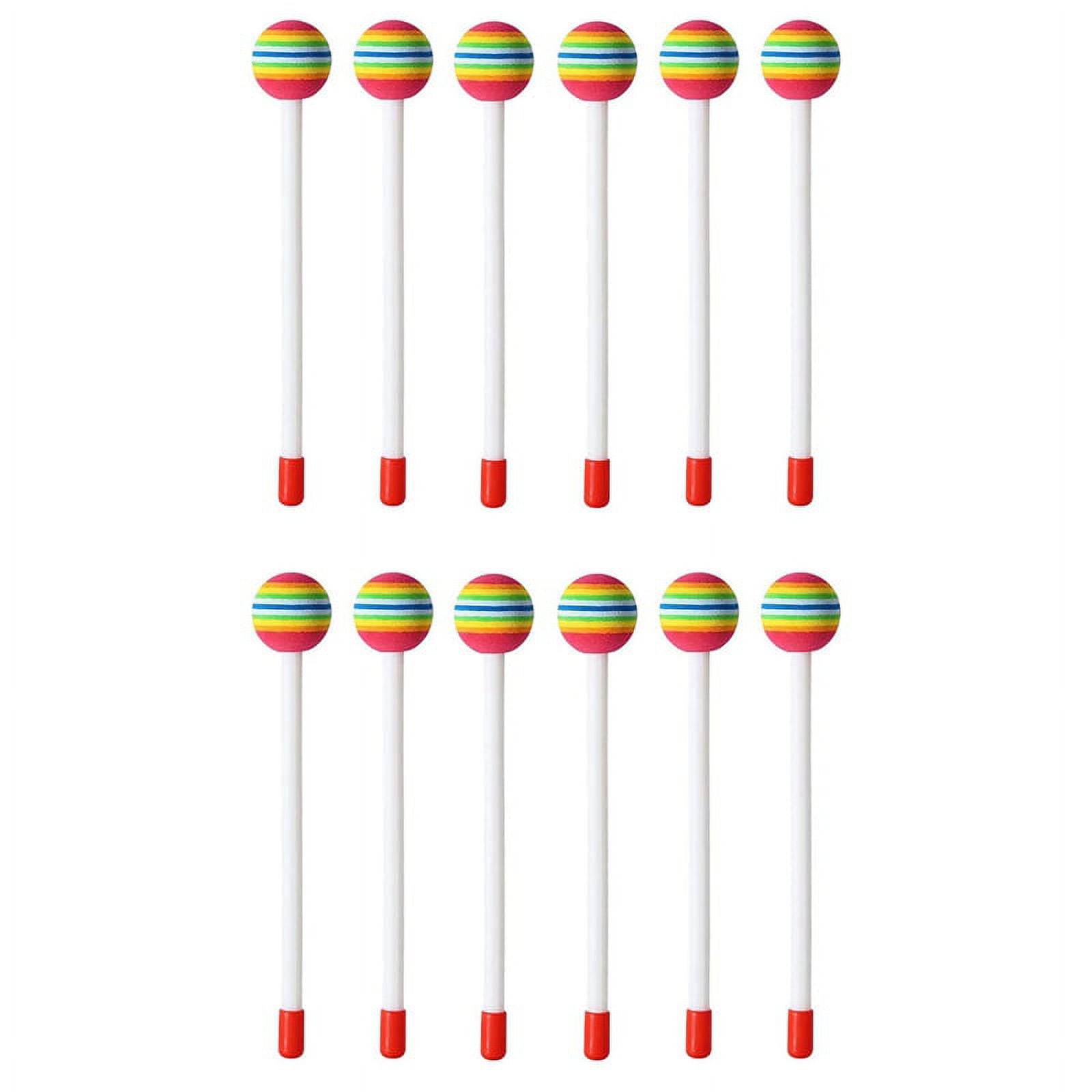 12 Pcs Lollipop Drum Mallet Sticks Round Rainbow Hammer Percussion ...