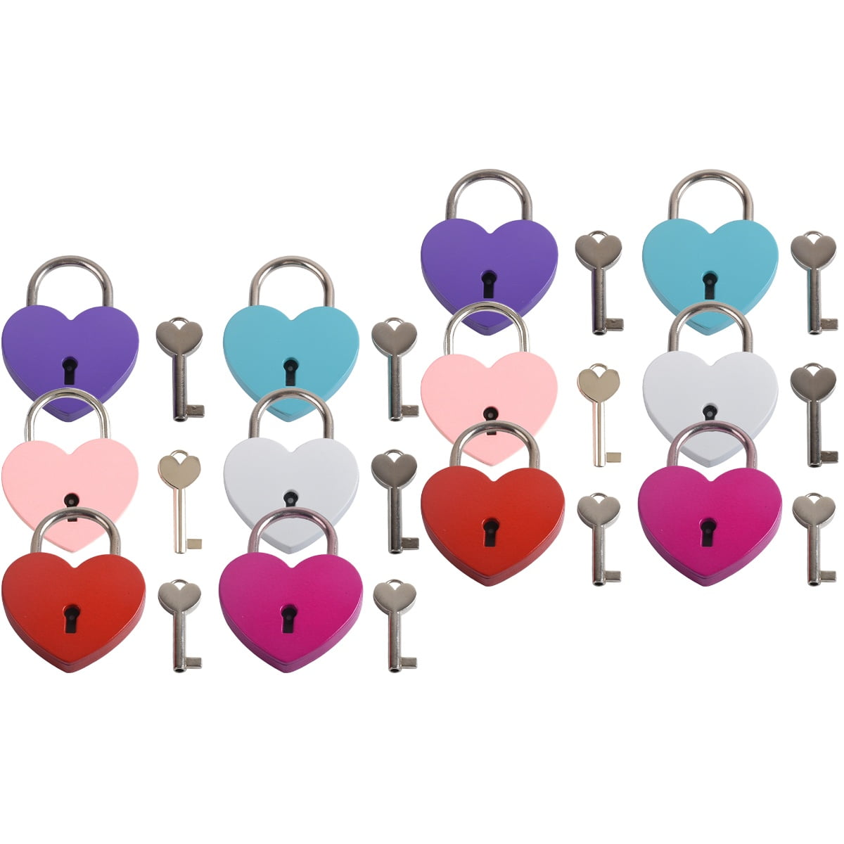 12 Pcs Love Couple Padlock Heart Shaped Small Locks with Keys Luggage ...