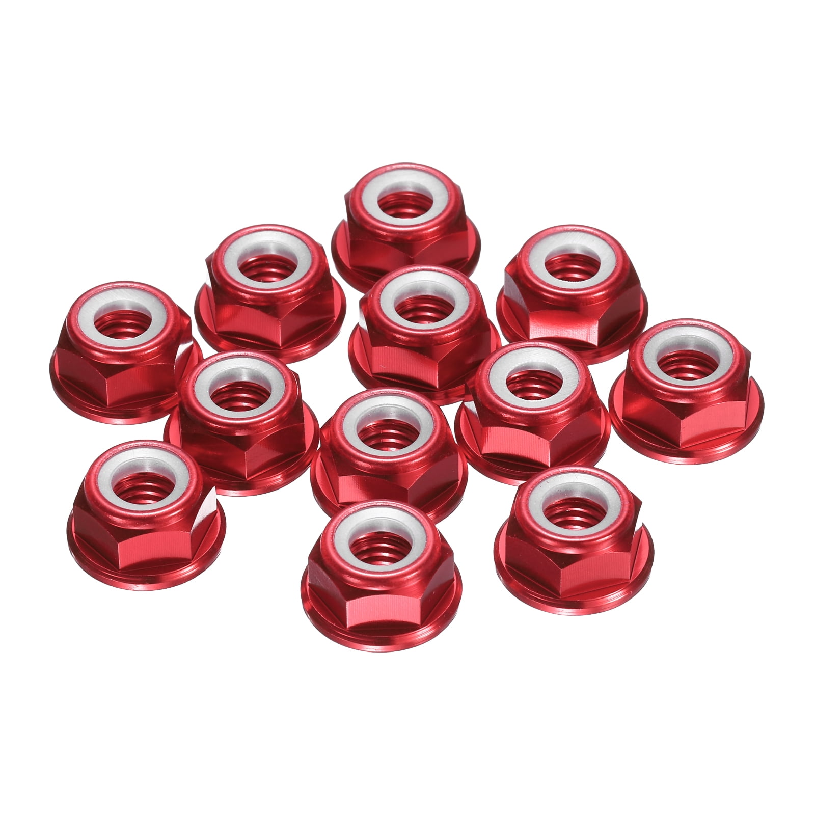 12 Pcs M6 Aluminum Alloy Lock Nuts Flange Nut Nylon Locking Serrated ...