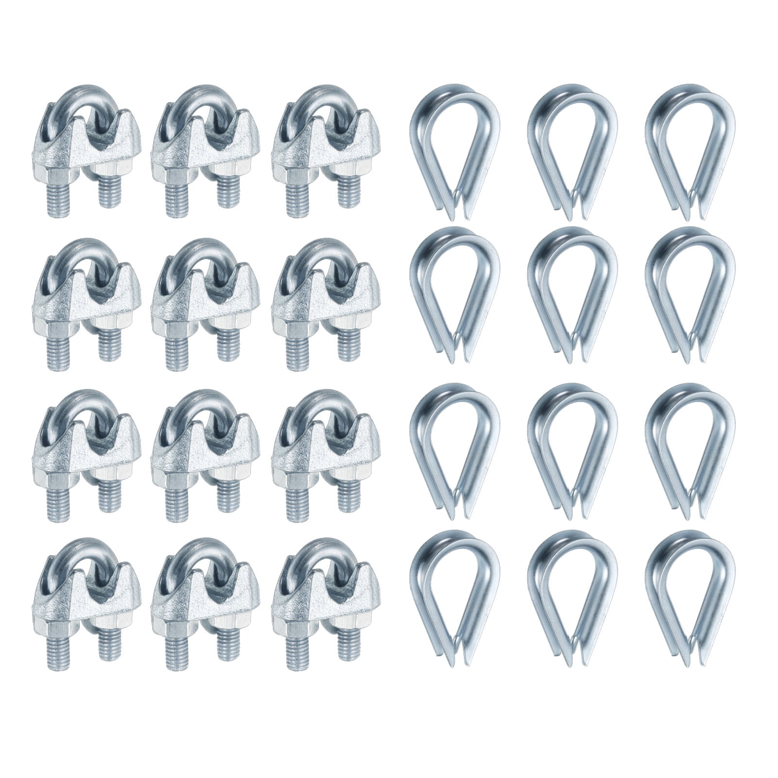 12 Pcs M6 Steel Wire Rope Clip Clamps and Thimble Set, 5/16" Wire Rope ...