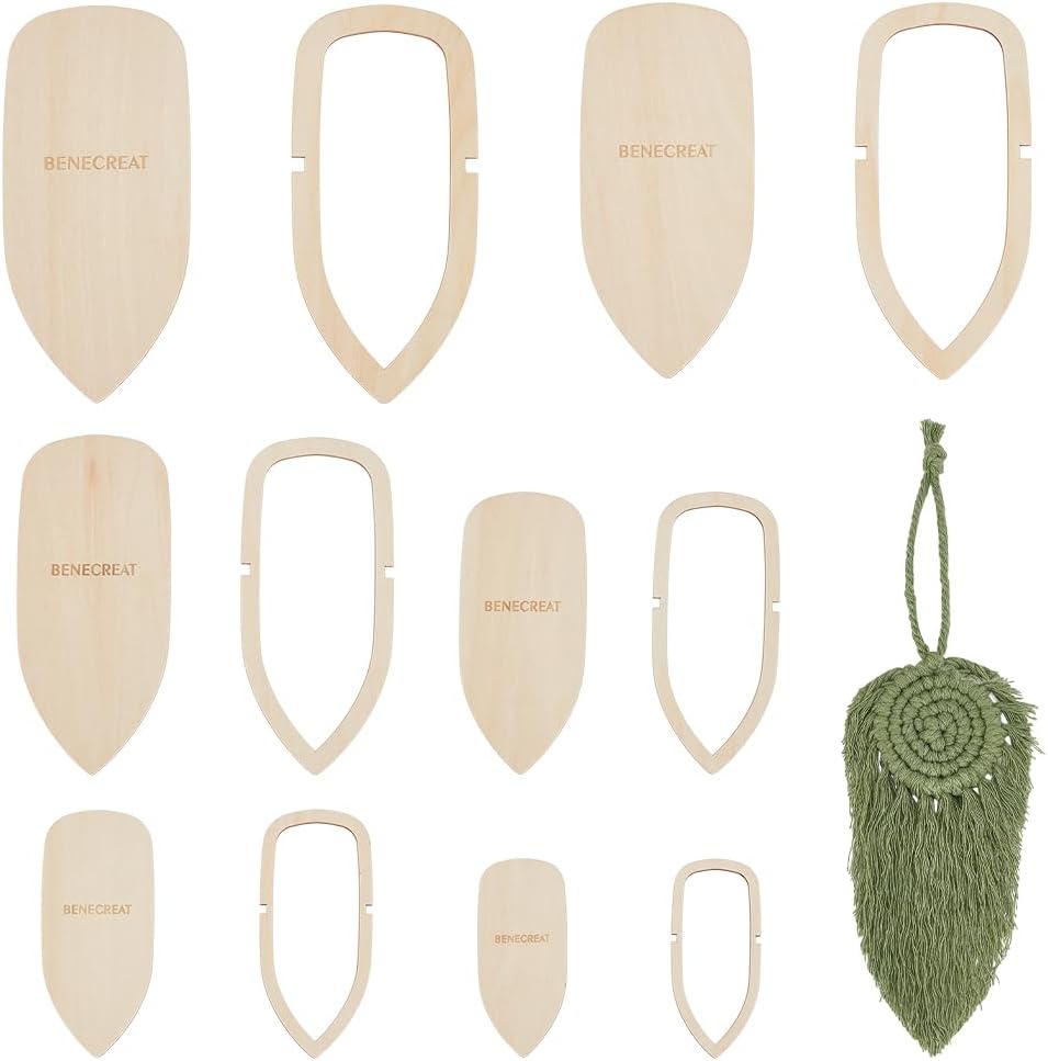 12 Pcs Macrame Feather Cutting Template Wood Cutting Molds Macrame Tool ...