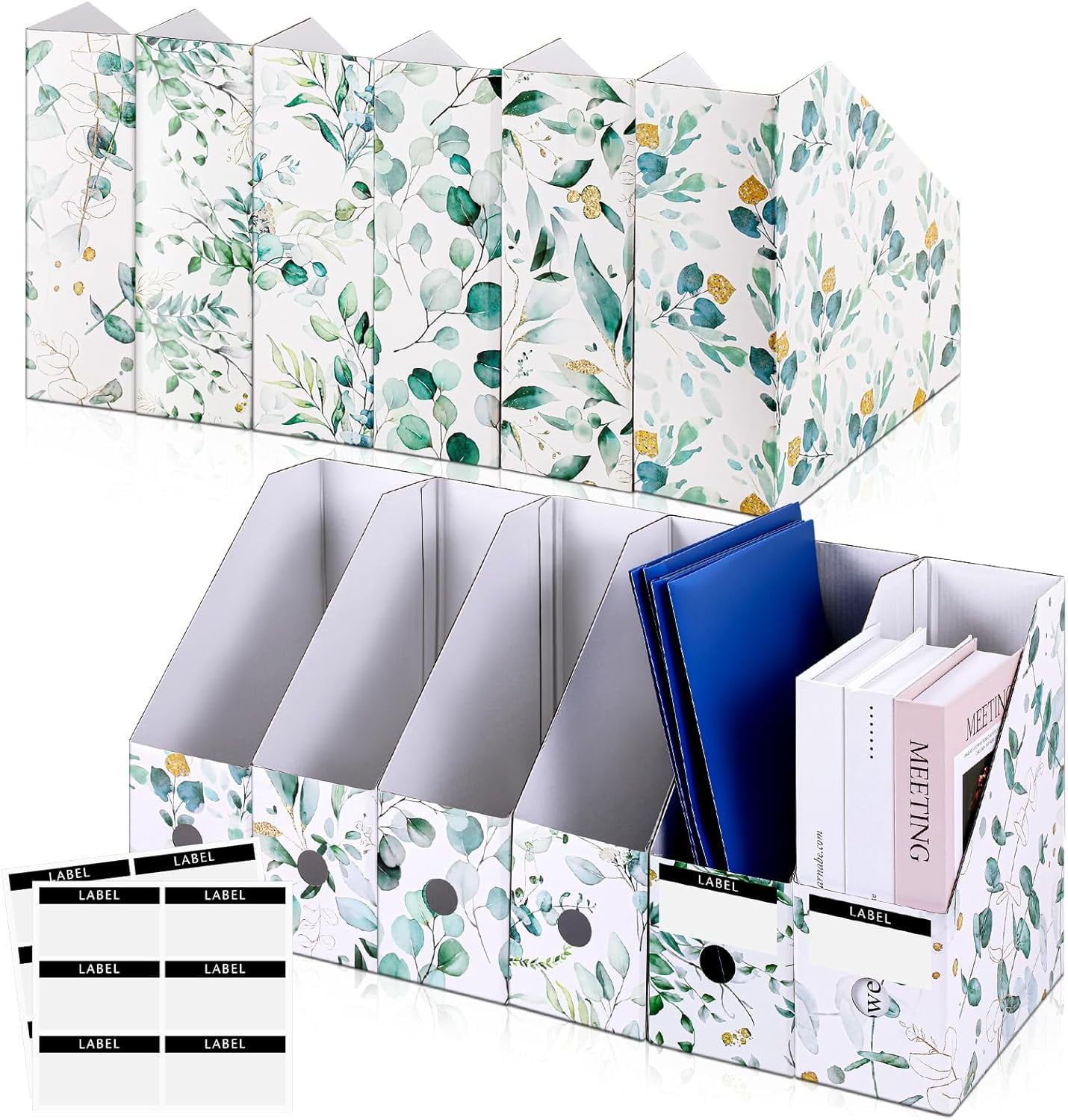 12 Pcs Magazine File Holder Foldable Decorative Cardboard Folders 6 ...