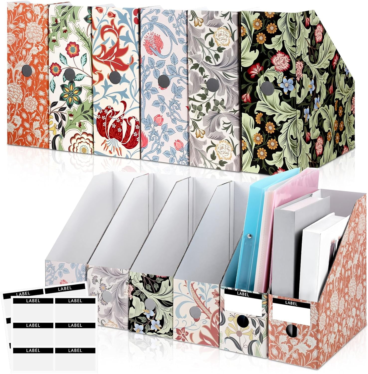 12 Pcs Magazine File Holder Foldable Decorative Cardboard Folders 6 ...