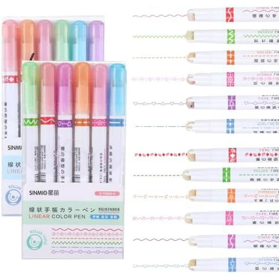 12 Pcs Magic Border Pen, Different Line Stamp Markers Border Pens ...