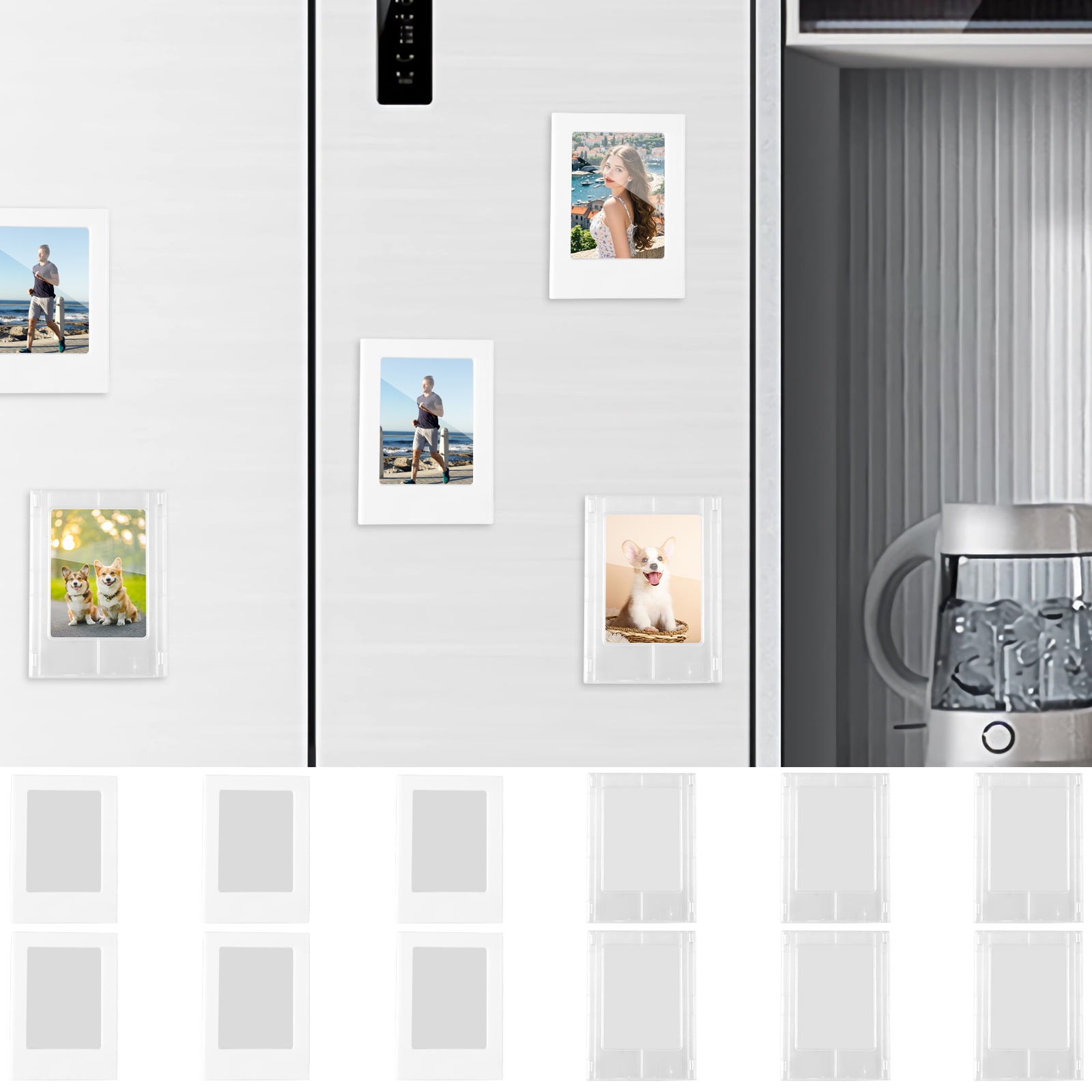 12 Pcs Magnetic Fridge Frames DIY Magnetic Photo Frames Reusable ...