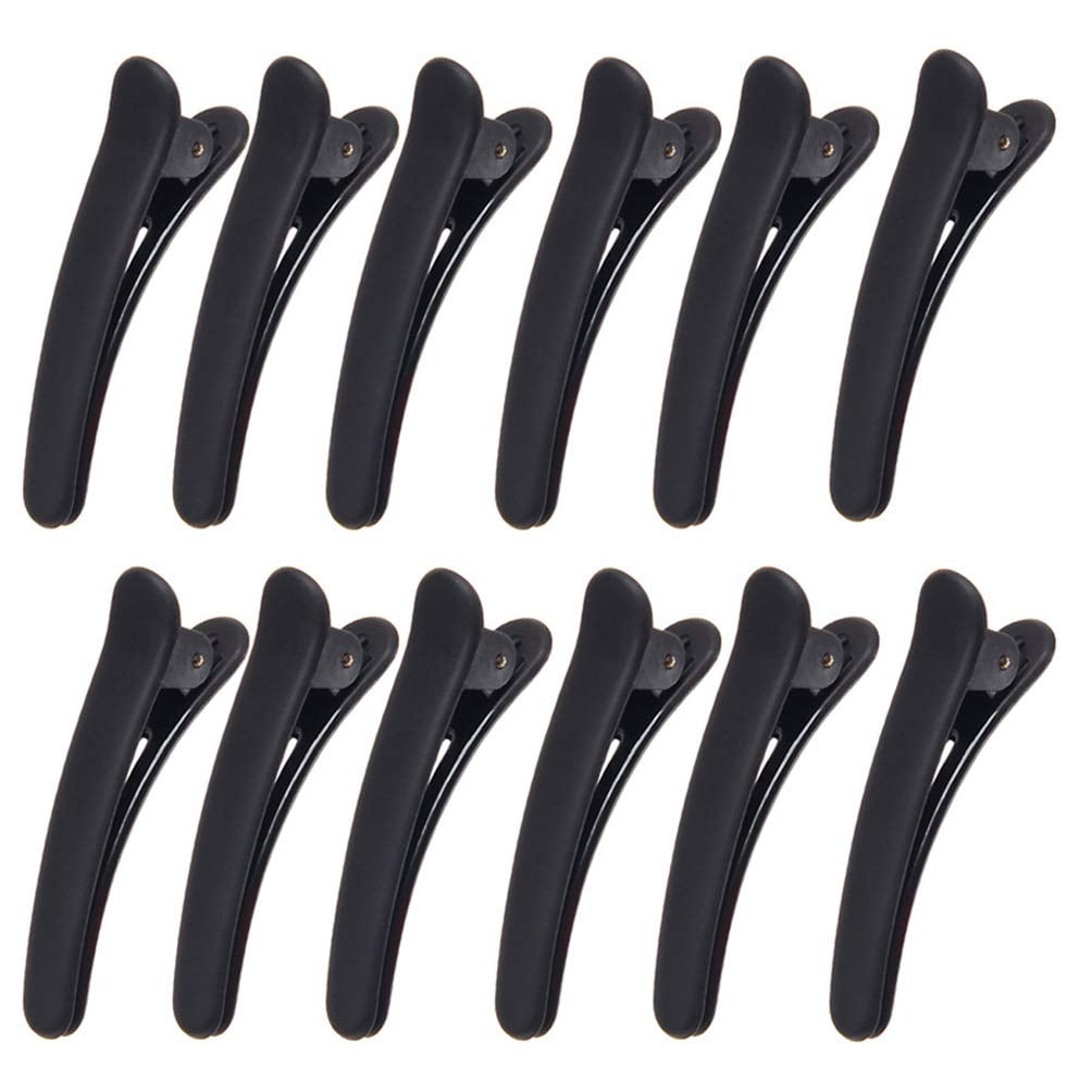 12 Pcs Matt Black Styling Hair Clips Plastic Duckbill Clips ...