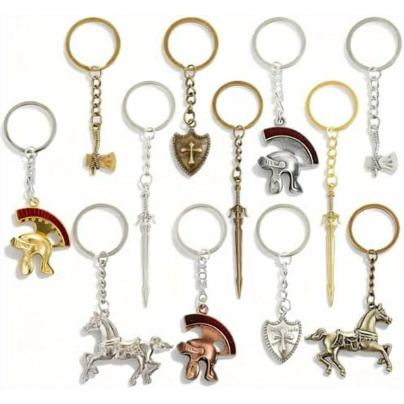 12 Pcs Medieval Party Favors Medieval Knight Themed 3D Metal Key Chains ...