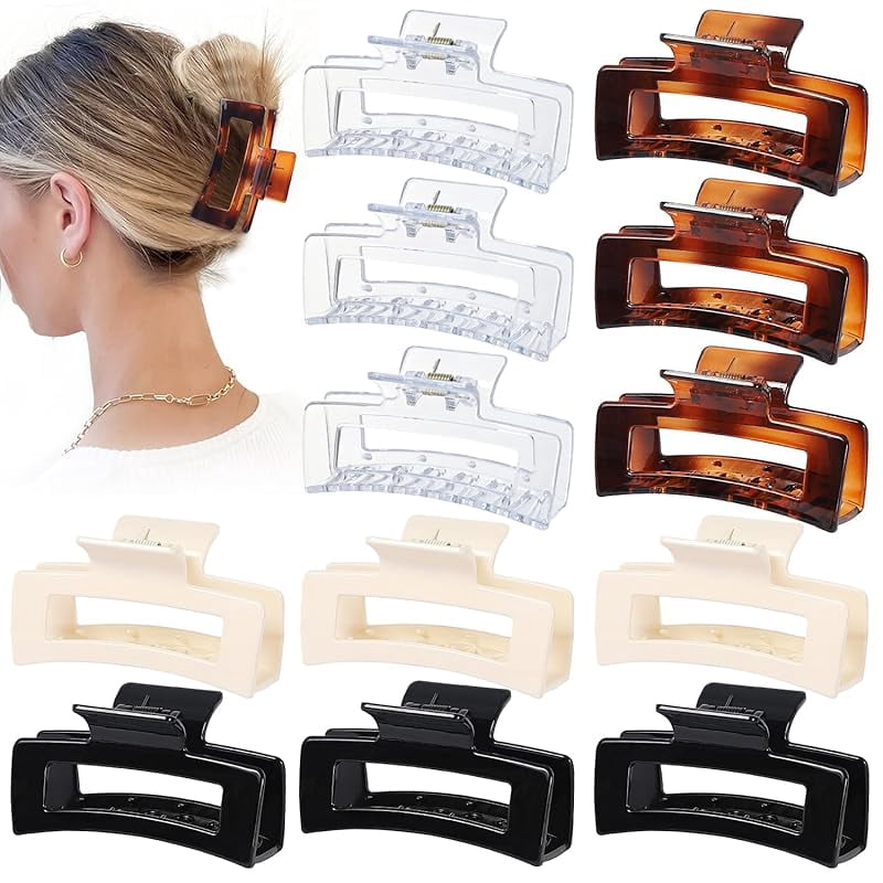 12 Pcs Medium Hair Clips, 3.5 Inch, Colorful - Hair Clips for Thick and ...