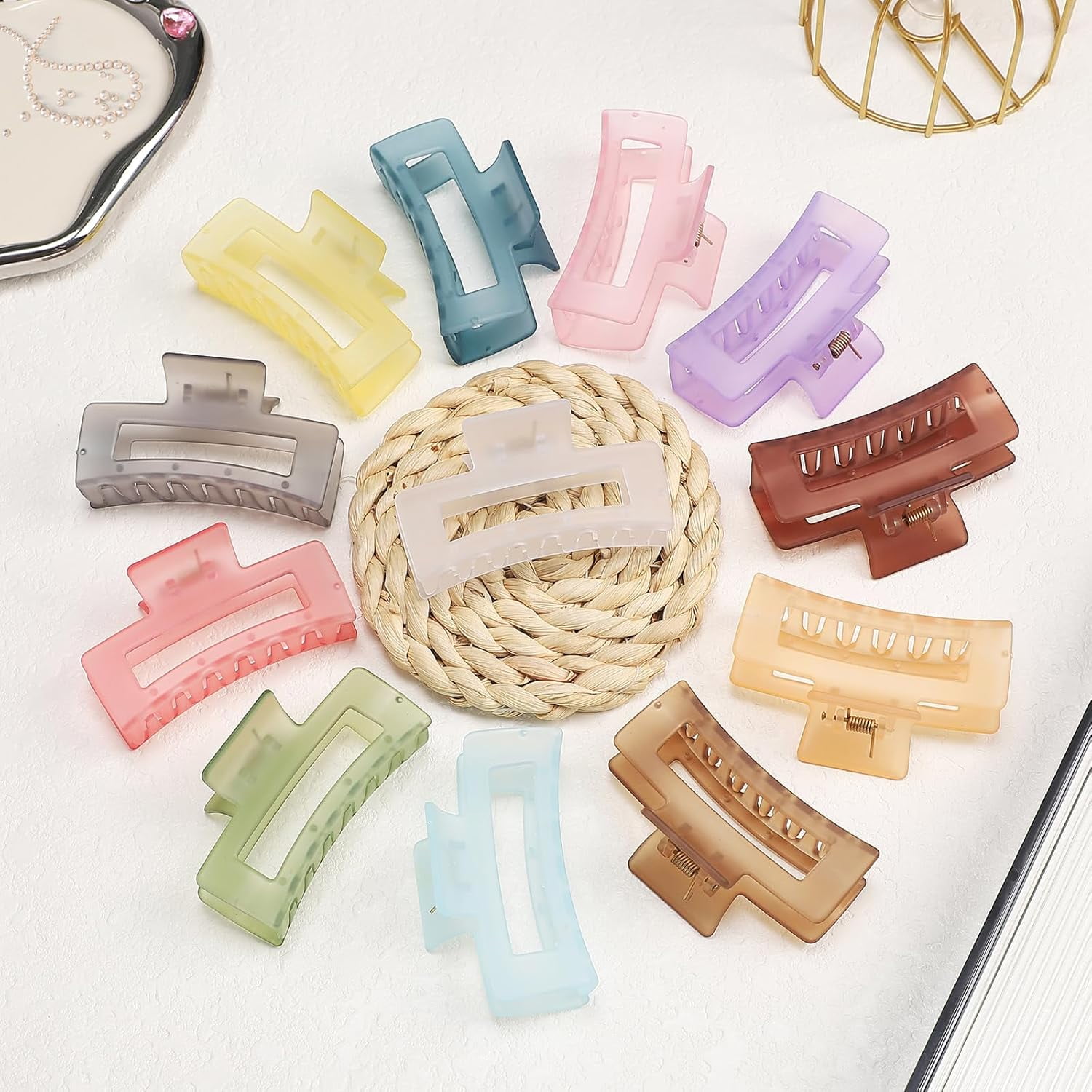 12 Pcs Medium Hair Clips, 3.5 Inch, Colorful - Hair Clips for Thick and ...