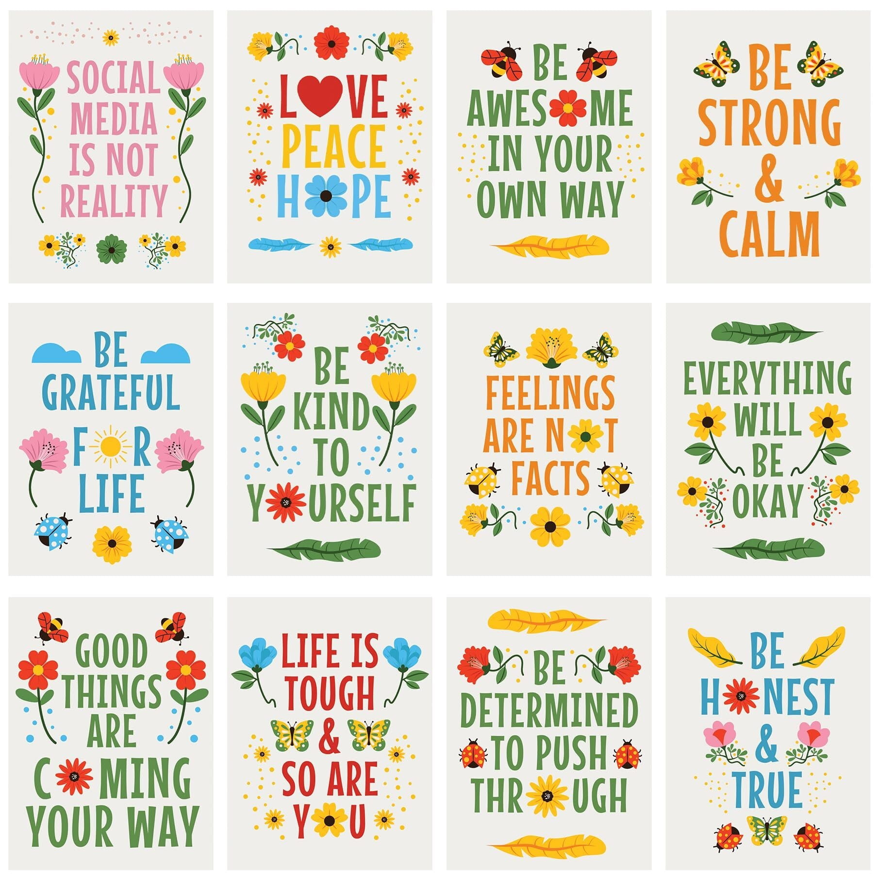 12 Pcs Mental Health Affirmation Station Classroom Posters - Therapy ...