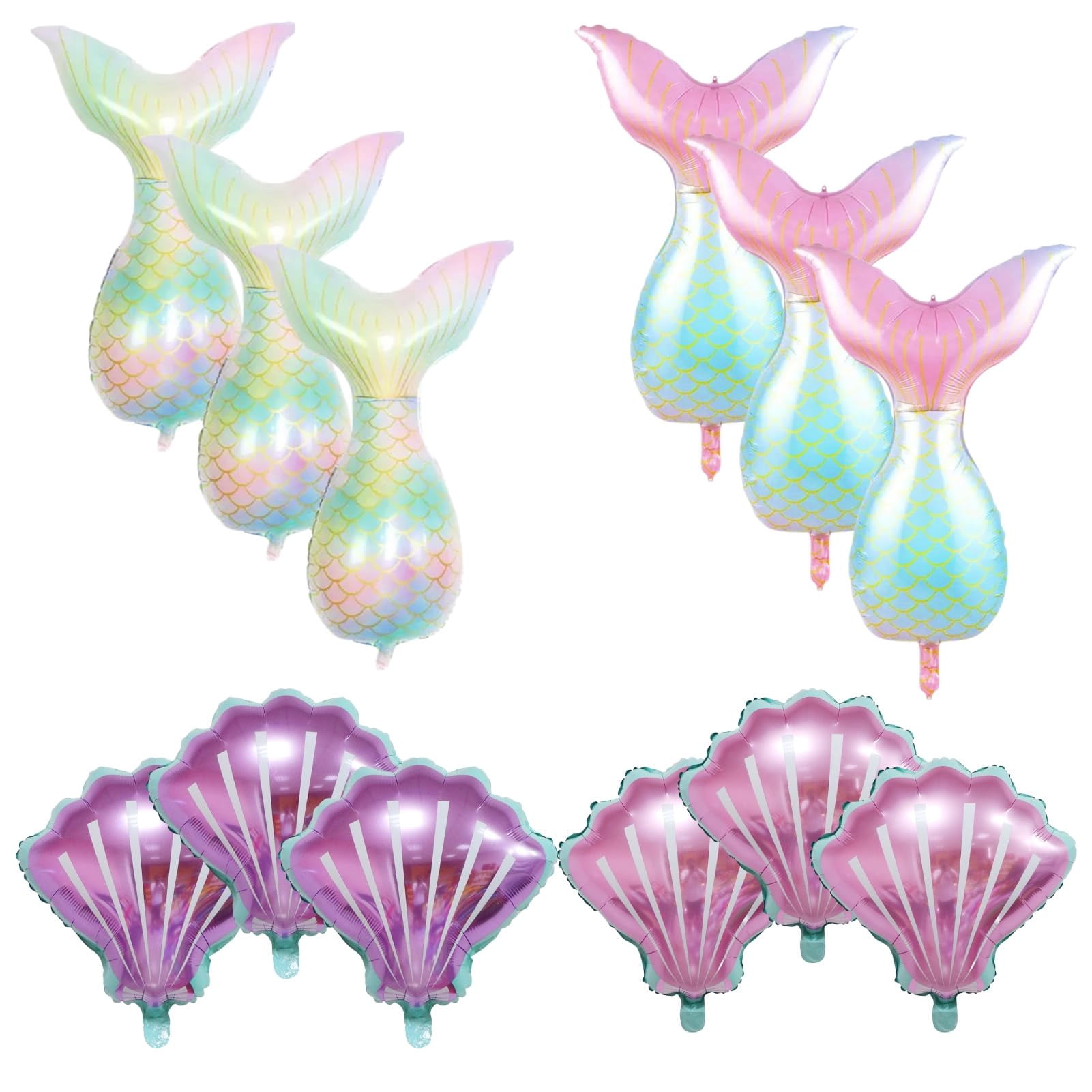 12 Pcs Mermaid Party SSF20 Balloons Seashell Balloons Tail Balloon Arch ...