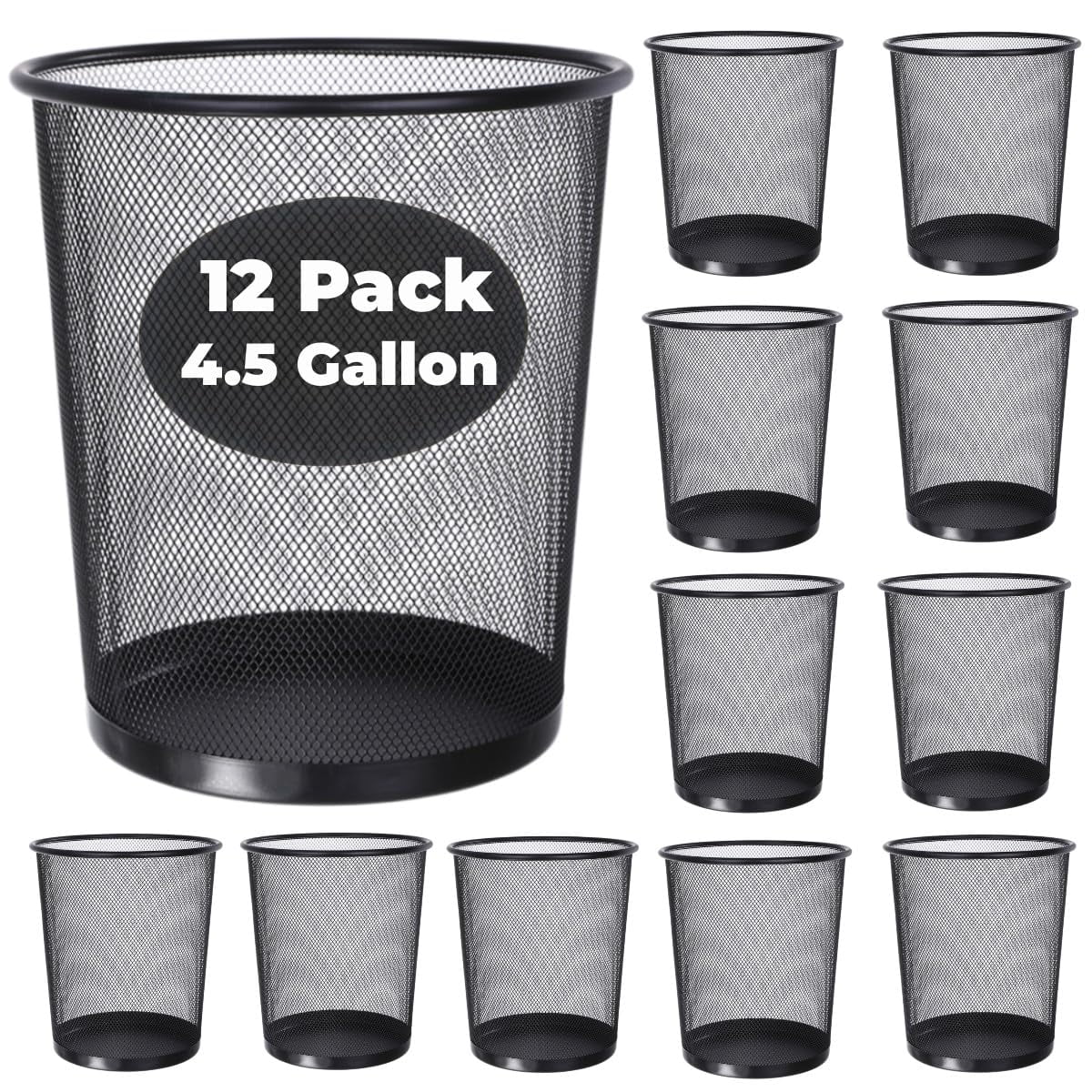 12 Pcs Mesh Trash Cans 4.5 Gallon Open Top Mesh Waste Wastebasket ...