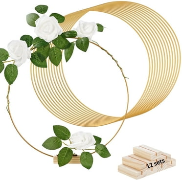 Efavormart 24" Gold Metal Round Floral Hoop Wedding Table Centerpiece ...
