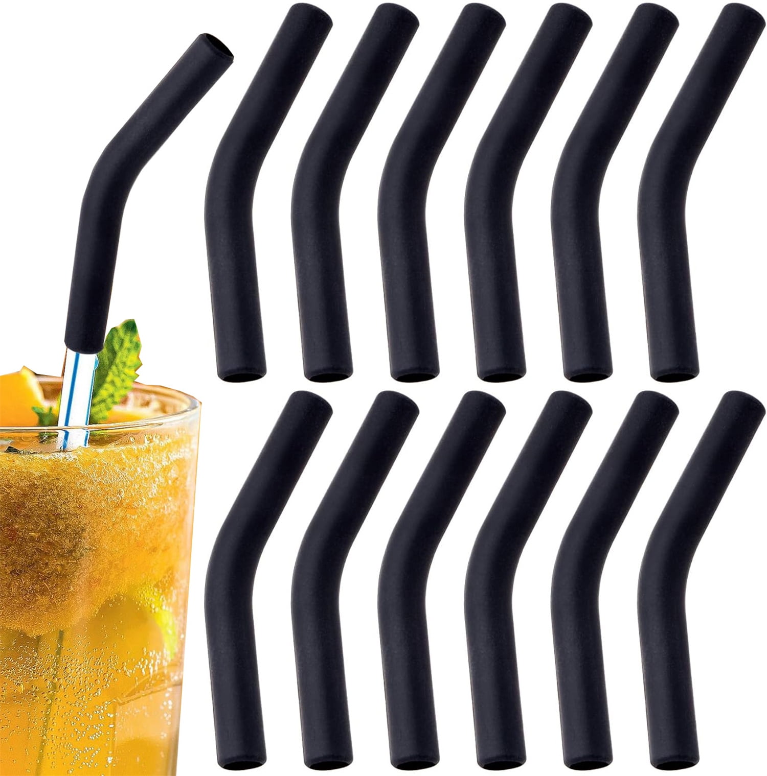 12 Pcs Metal Straw Silicone Tips,Bexikou Food Grade Rubber Straw Covers ...