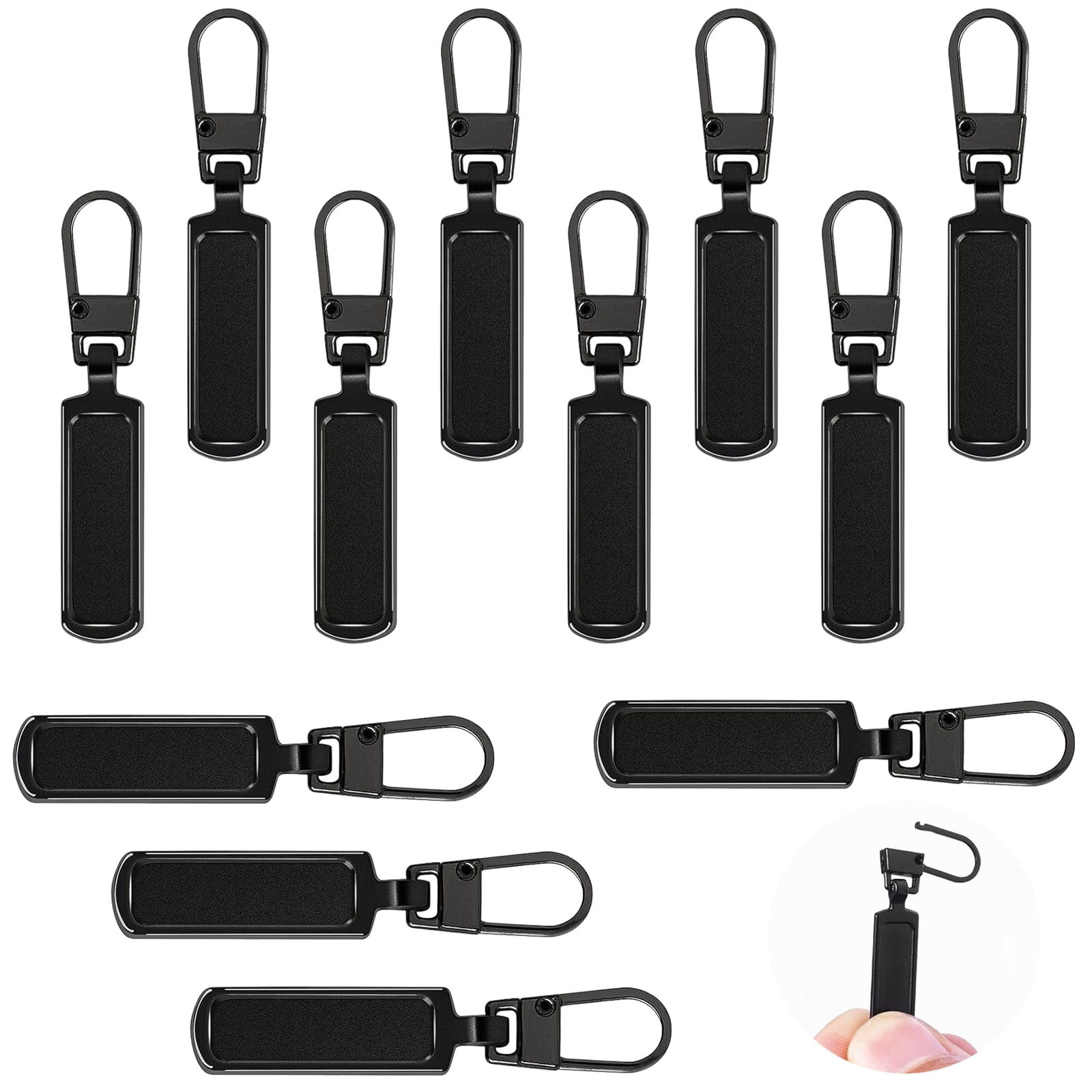 12 Pcs Metal Zipper Pull Replacement, Replacement Zipper Pull Tabs ...