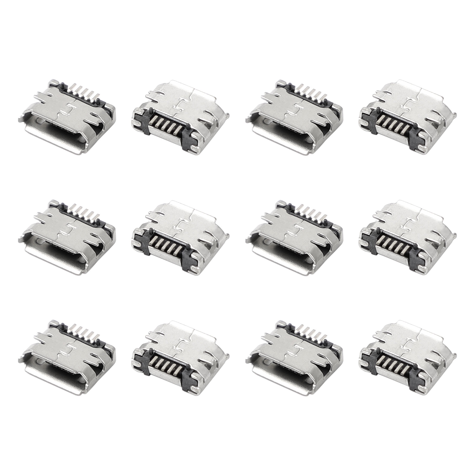 12 Pcs Micro USB Type B Female 180 Degree 5-Pin Socket SMT Solder ...