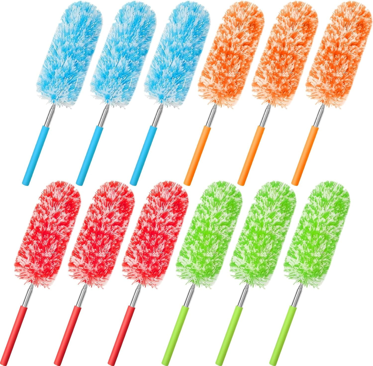 12 Pcs Microfiber Feather Duster for Cleaning 13-31 Inch Extendable ...