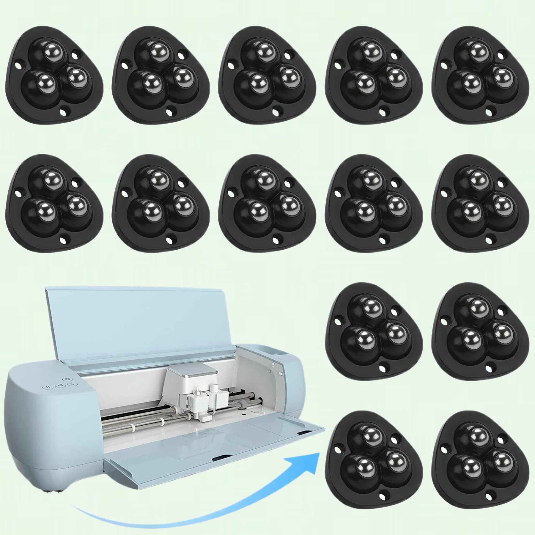 12 Pcs Mini Caster Wheels, Stainless Steel Self-Adhesive Swivel Casters ...