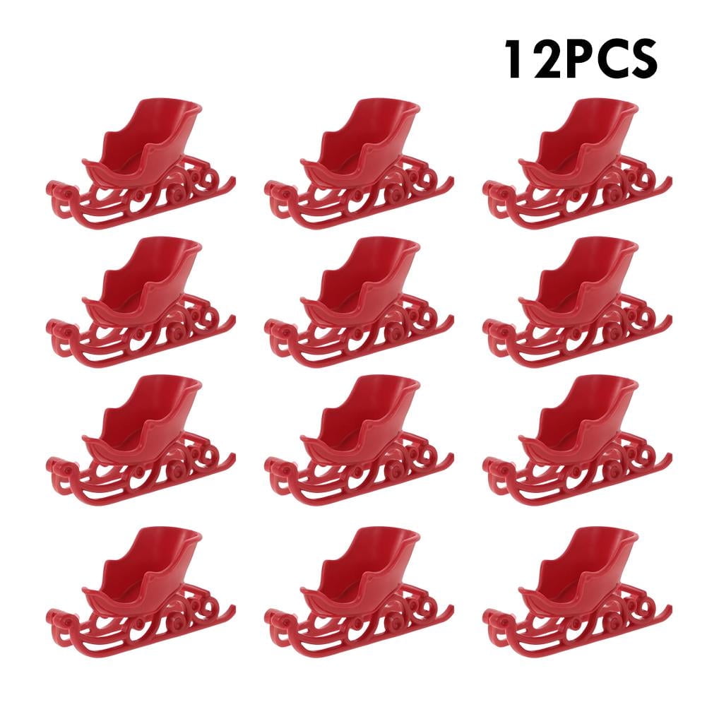12 Pcs Mini Christmas Sleigh Plastic Santa Sleigh Models Tiny Sled ...
