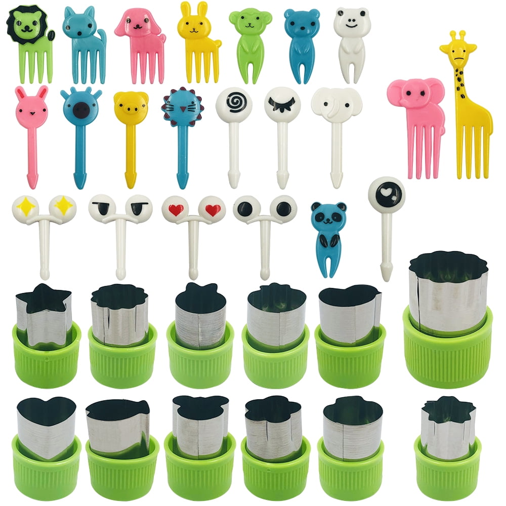 AIFUDA 12 Pcs Mini Cookie & Fruit Cutters Set with 60 Food Picks ...