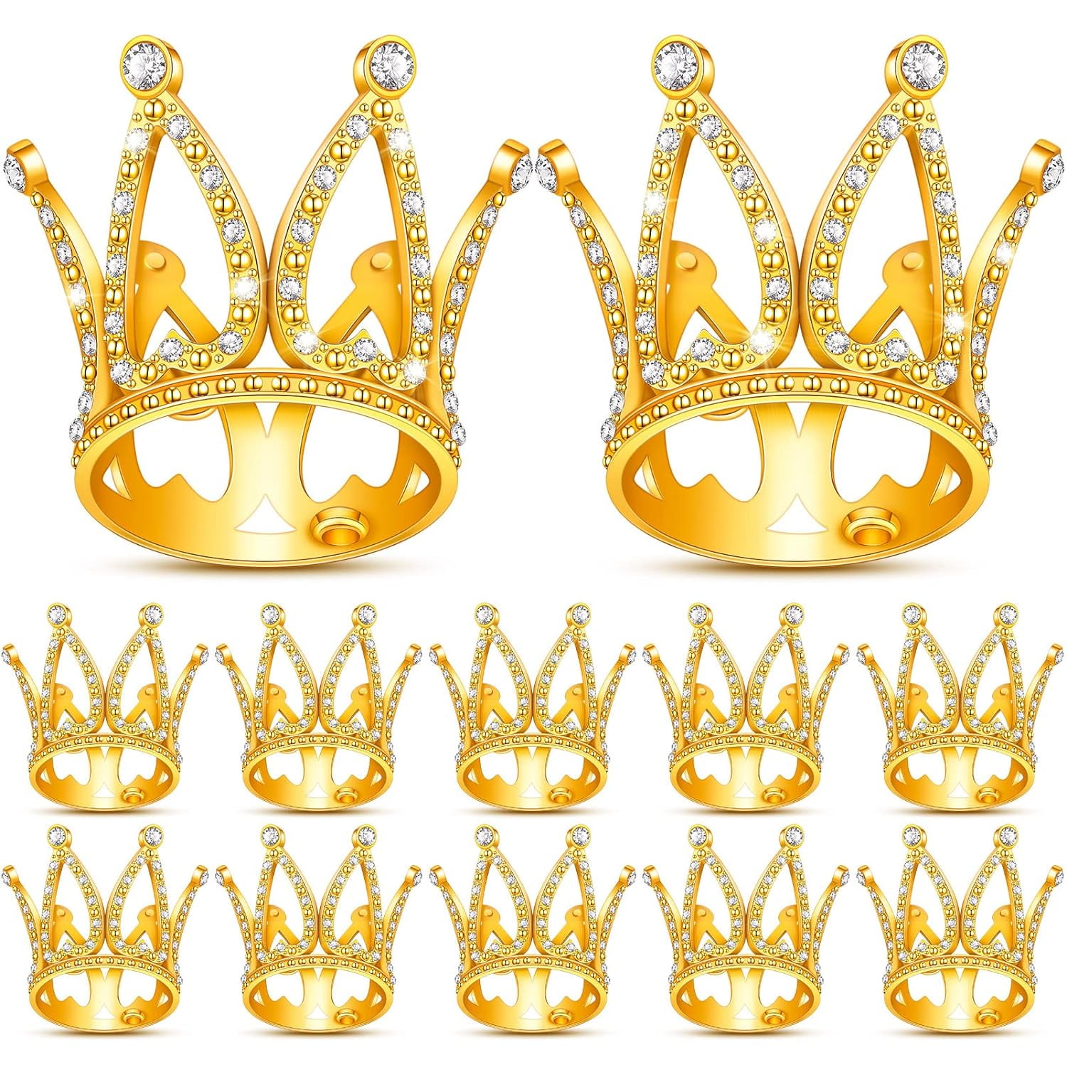 12 Pcs Mini Crown Topper for Flower Bouquets/Cupcake, Small Tiara Cake ...