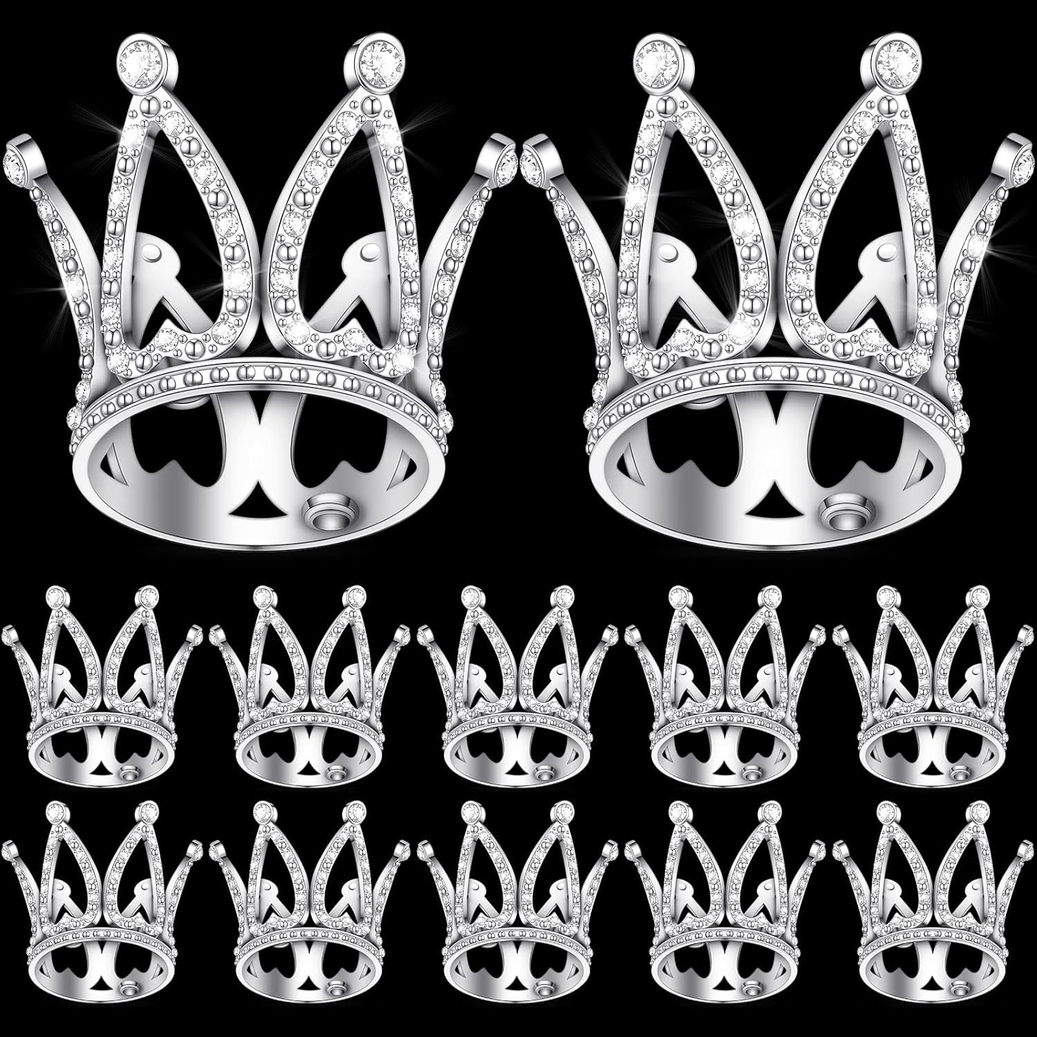 12 Pcs Mini Crown Topper for Flower Bouquets/Cupcake, Small Tiara Cake ...