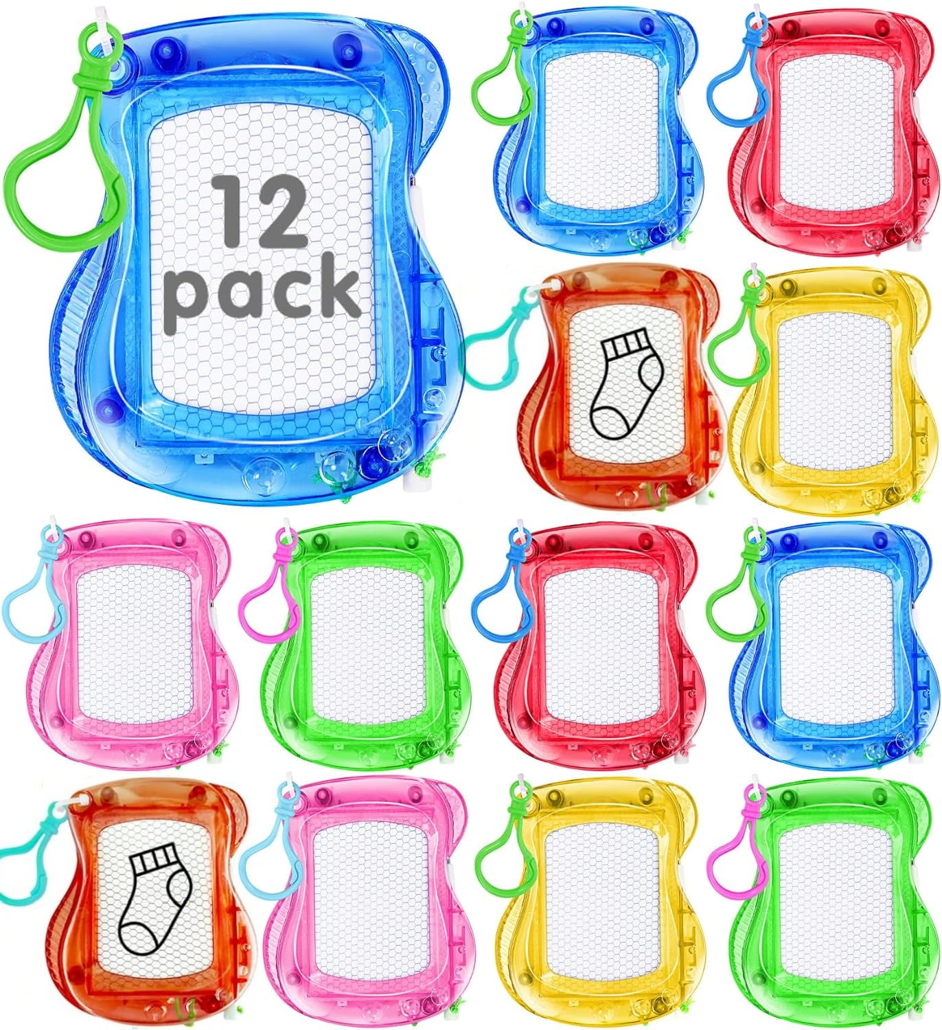 12 Pcs Mini Drawing Board with Pen, Boriyuan 4 inch Erasable Doodle ...