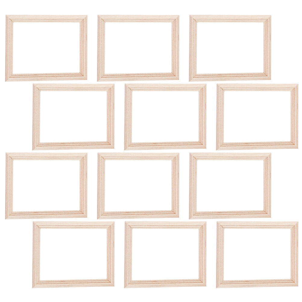 12 Pcs Mini House Decor Accessory Wooden Photo Frame Model Frames ...