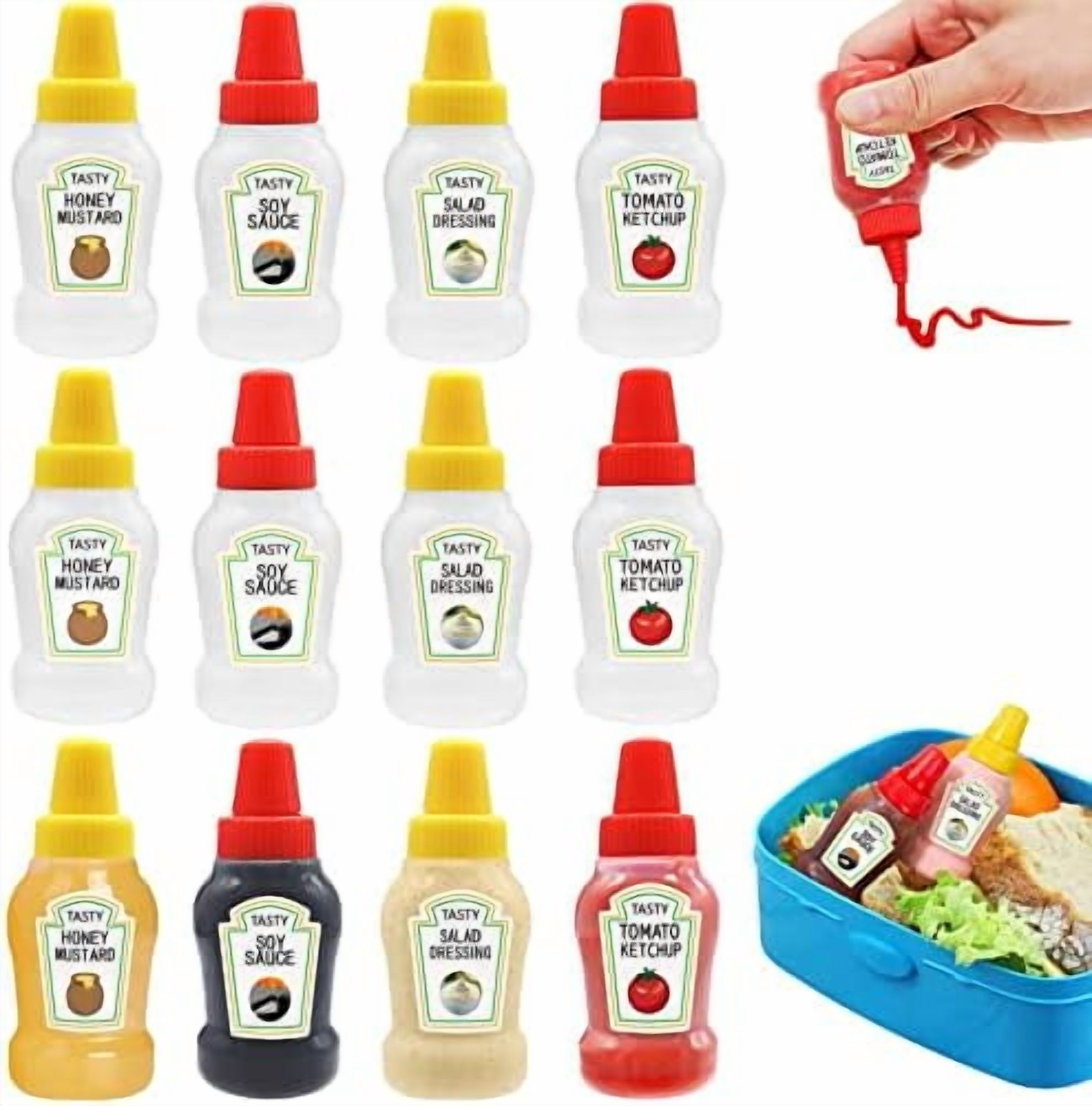 12 Pcs Mini Ketchup Bottles,25ml Condiment Squeeze Bottles,Plastic ...