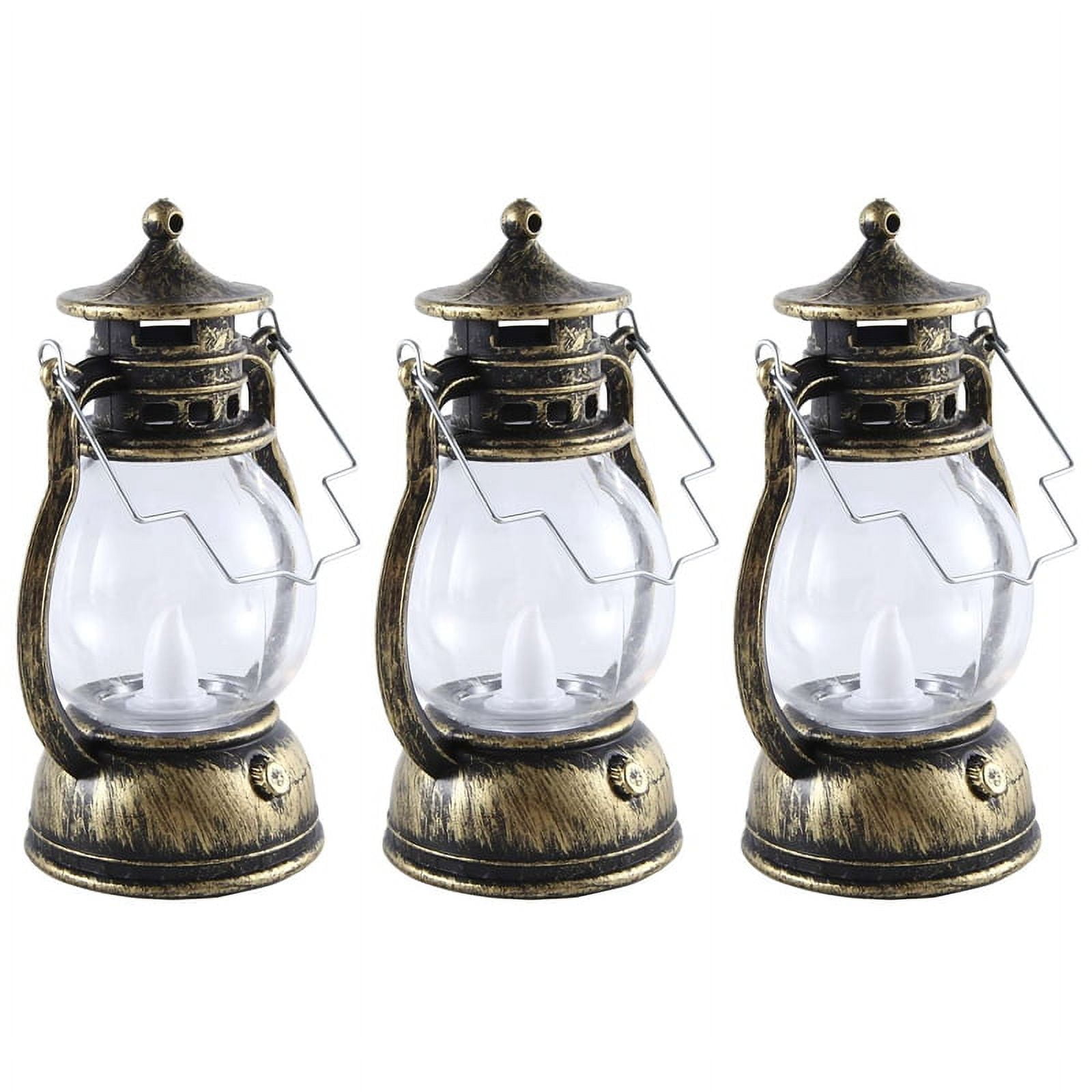 12 Pcs Mini Lantern Decorative with LED Candle Vintage Lantern Hanging ...