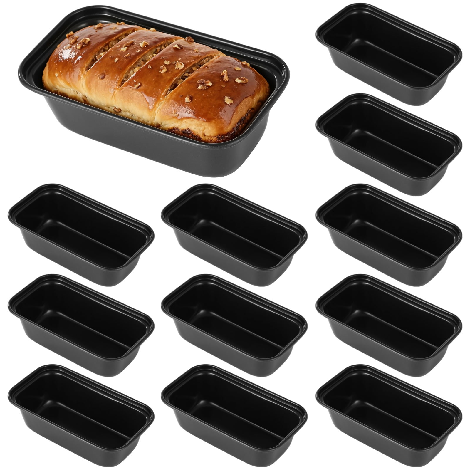 12 Pcs Mini Loaf Pans, Carbon Steel Baking Bread Pans with Rolled Edge ...