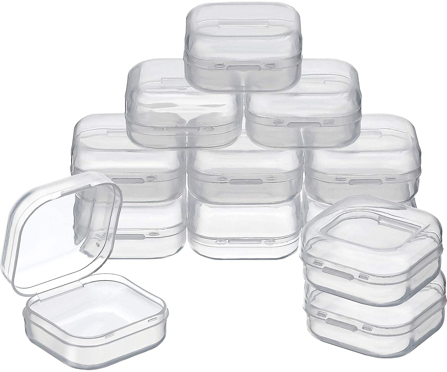 12 Pcs Mini Plastic Storage Containers Box with Lid, Clear Rectangle ...